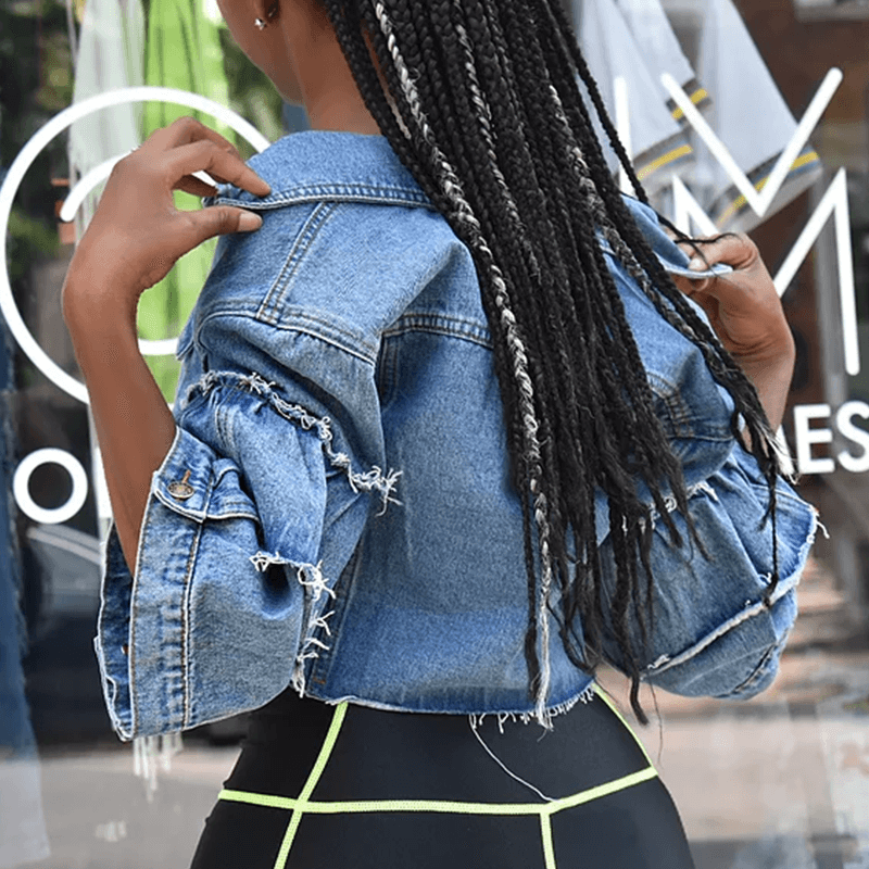 Lovely Turndown Collar Raw Edge Denim JacketLW | Fashion Online For ...