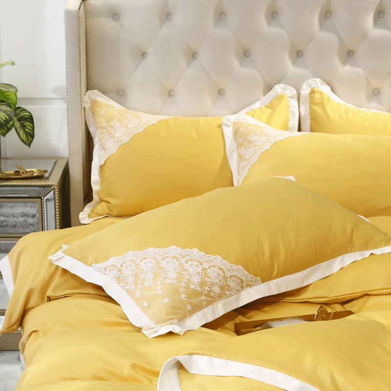 Lovely Sweet Lace Hem Yellow Bedding SetLW | Fashion Online For Women ...