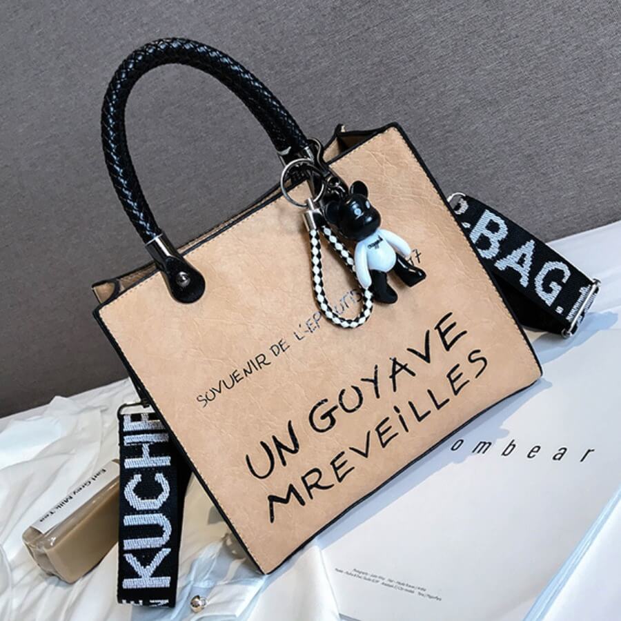 LW Stylish Letter Print Brown Messenger Bag Sale | LovelyWholesale