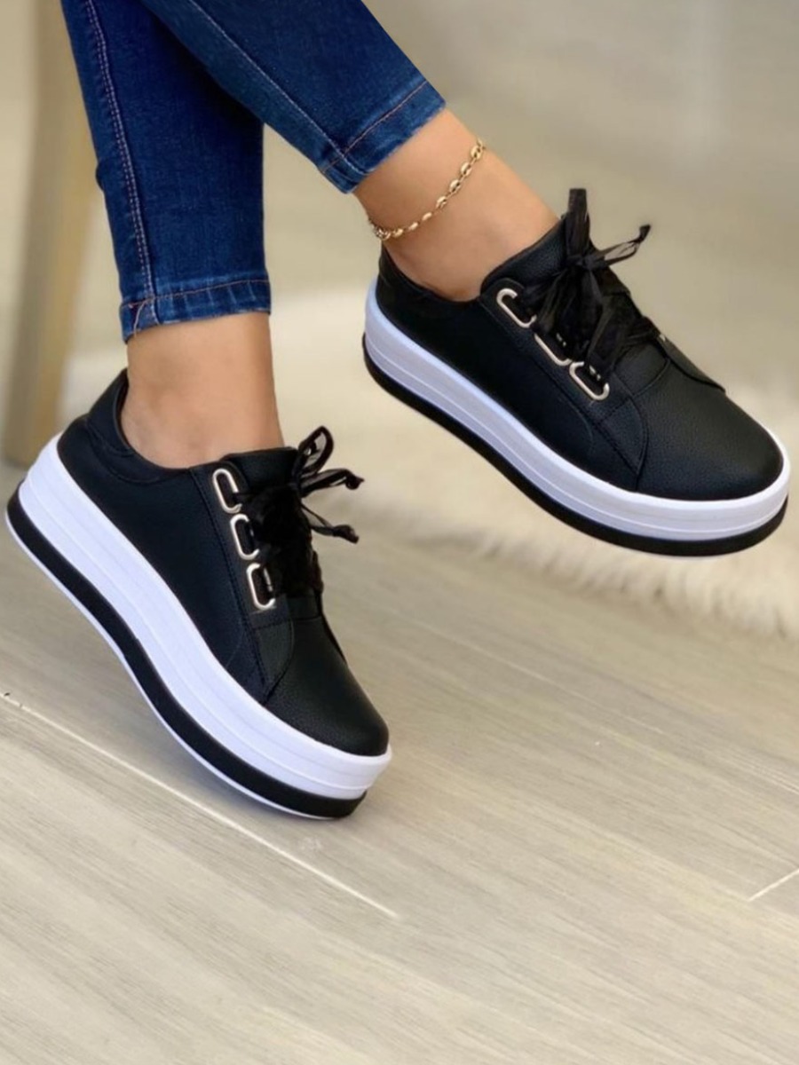 LW Lace Up Striped Platform Shoes Sale | LovelyWholesale