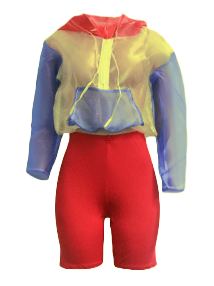 LW Chic Patchwork Red Two-piece Shorts Set Sale | LovelyWholesale